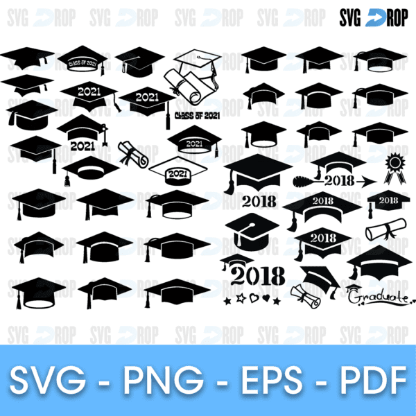 2018 Graduation Cap Silhouette Class Of 2018 Graduation SVG & Me