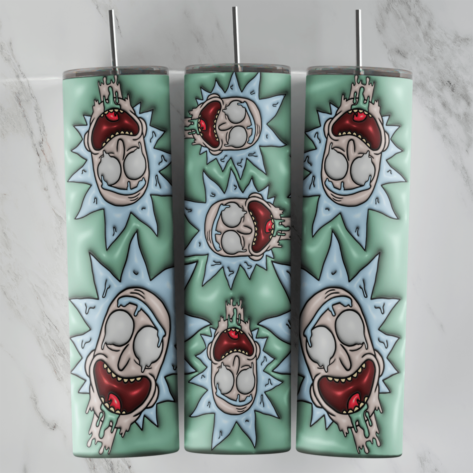 20 Oz 3D Inflated Rick Morty Tumbler Cup Design | SVG DROP