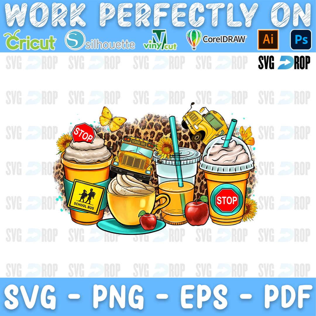 School Bus Coffee Cups PNG | SVG DROP