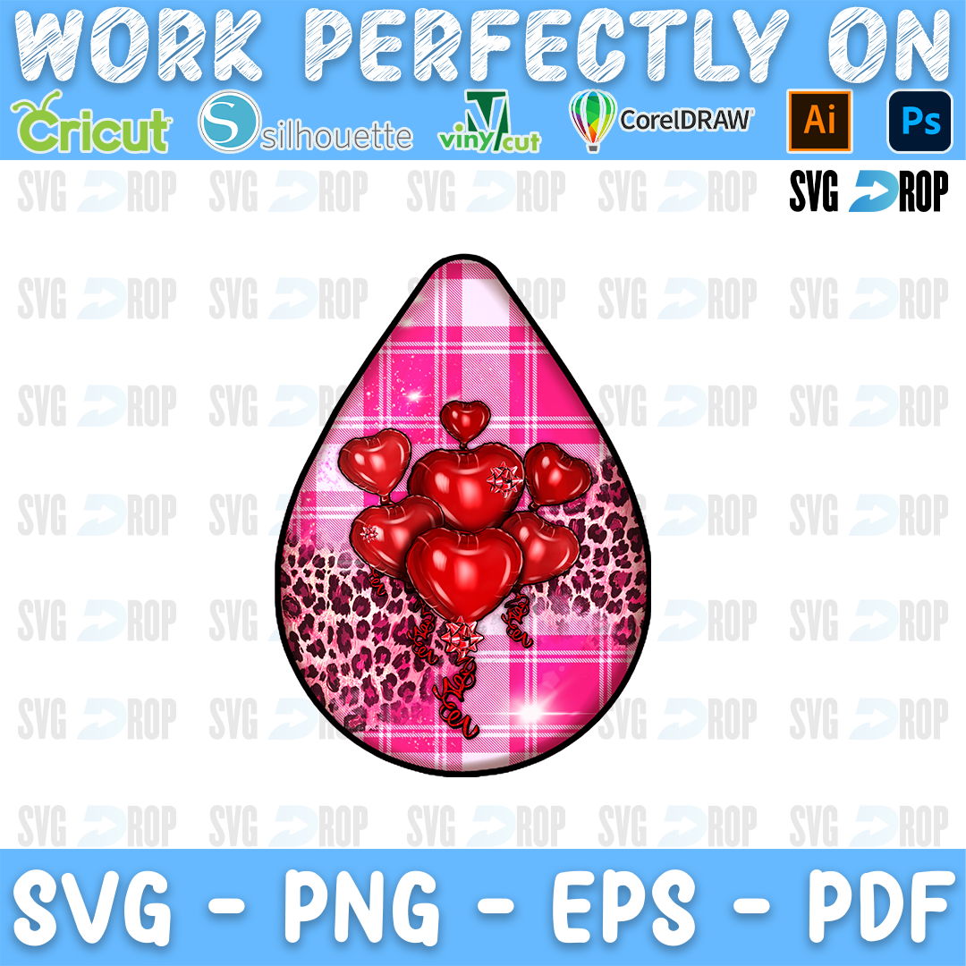 Valentines Day Hearts Balloons Teardrop PNG | SVG DROP